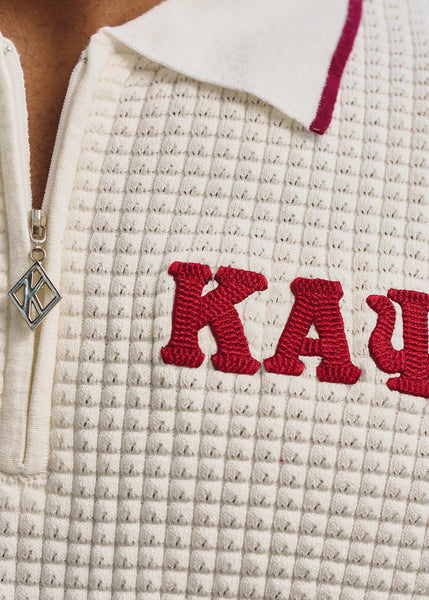 Kappa Alpha Psi Greek Letter Waffle Knit Zip Polo (Cream) – Nupemall