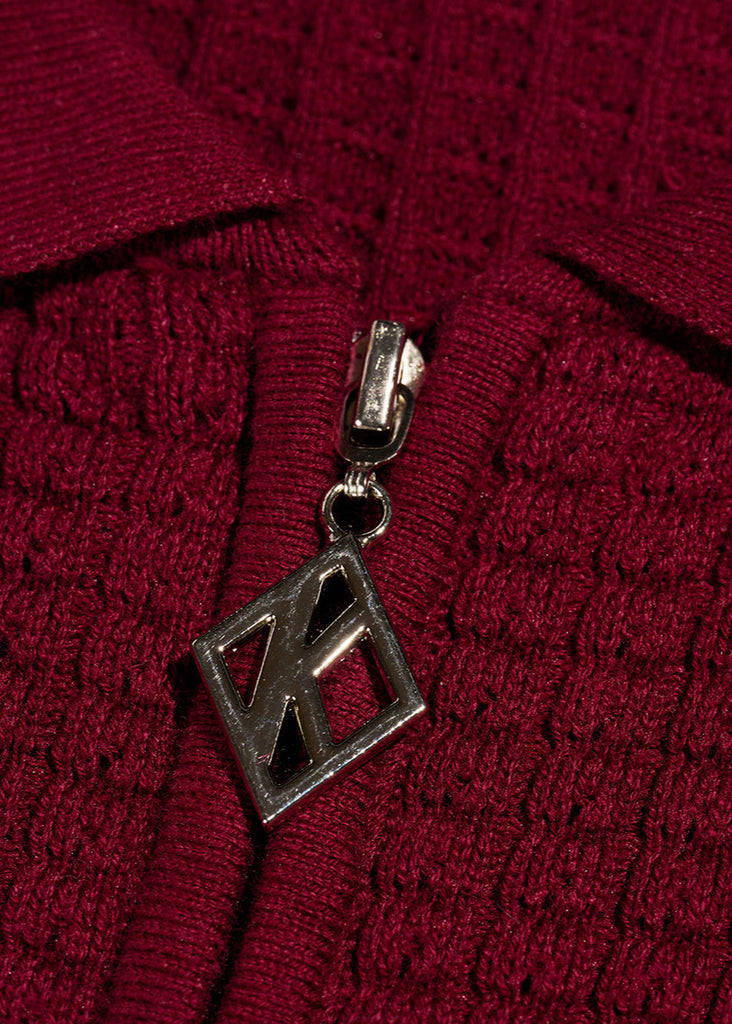 Kappa Alpha Psi Greek Letter Waffle Knit Zip Polo (Krimson) – Nupemall