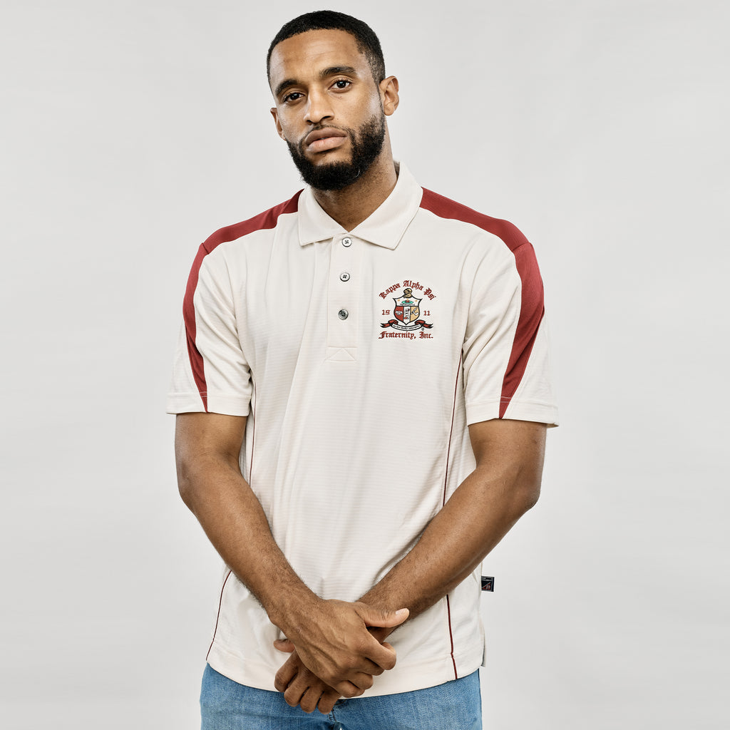 Kappa Alpha Psi Coat of Arms DriFit Polo Shirt (Cream/Krimson) – Nupemall